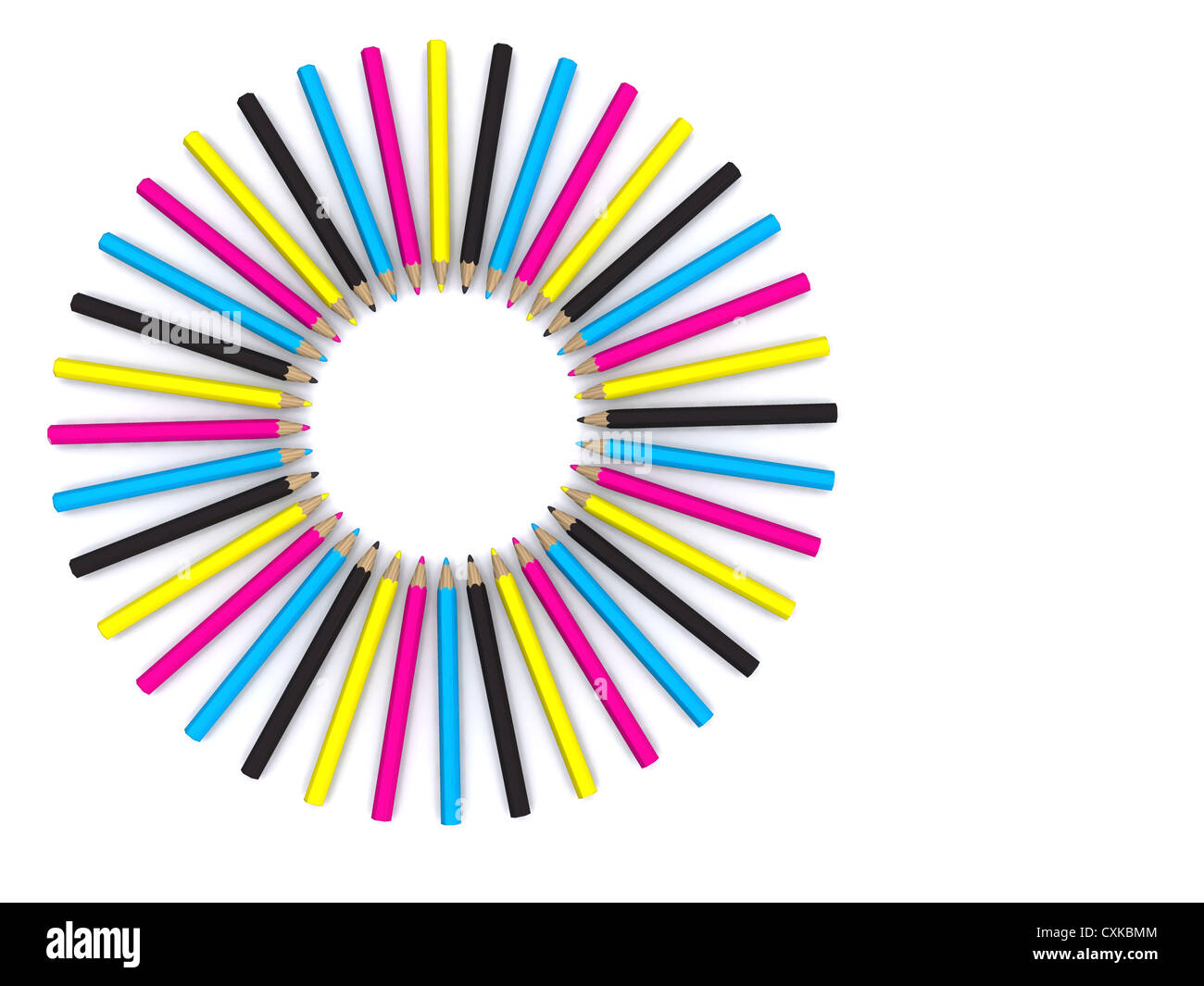 CMYK colored pencils around. 3D Stock Photo - Alamy