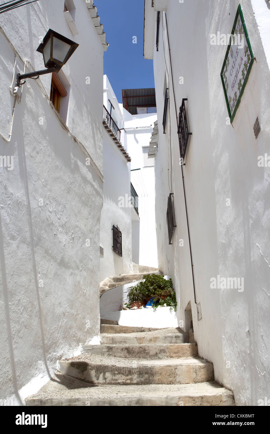 Whitewashed village competa malaga province hi-res stock photography ...