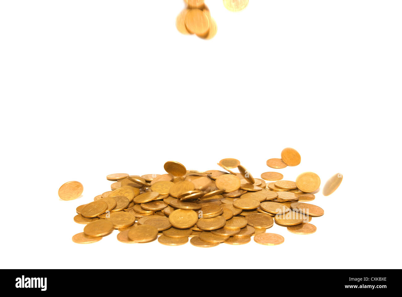 Rain of golden coins Stock Photo - Alamy