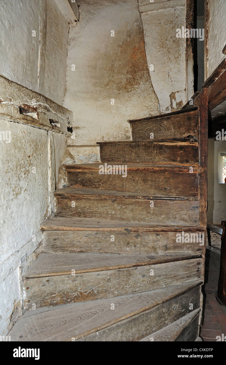 Winding Wooden staircase in the 17th century cottage from Walderton at ...