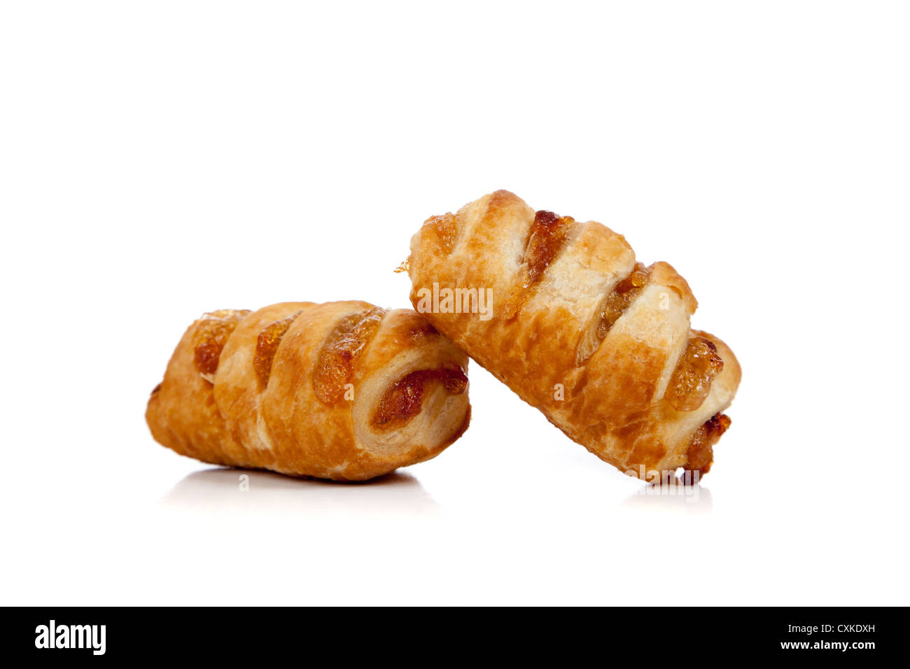 Two apple danishes on a white background Stock Photo - Alamy
