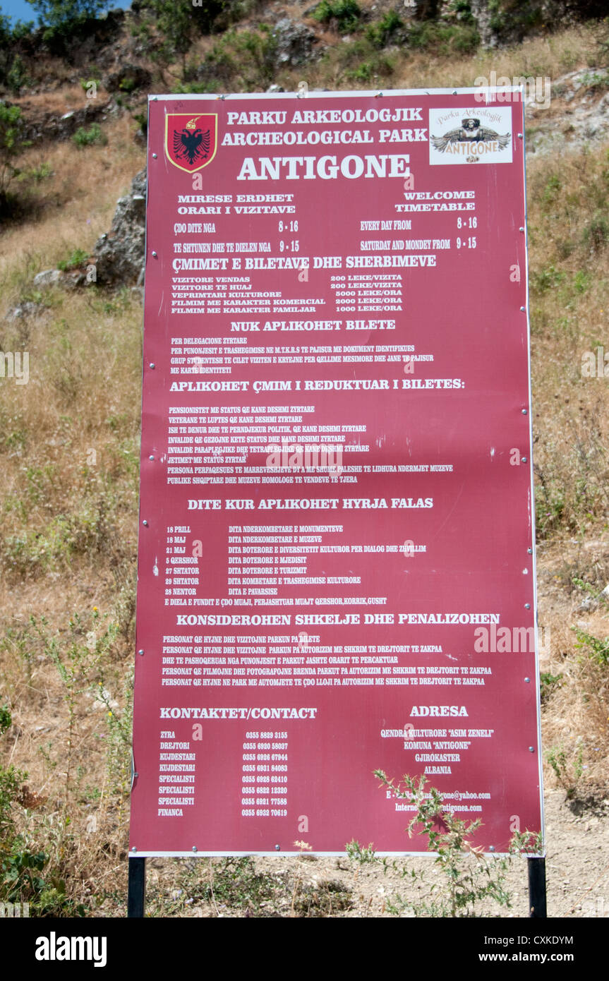 Antigone archaeological park metal sign Stock Photo - Alamy