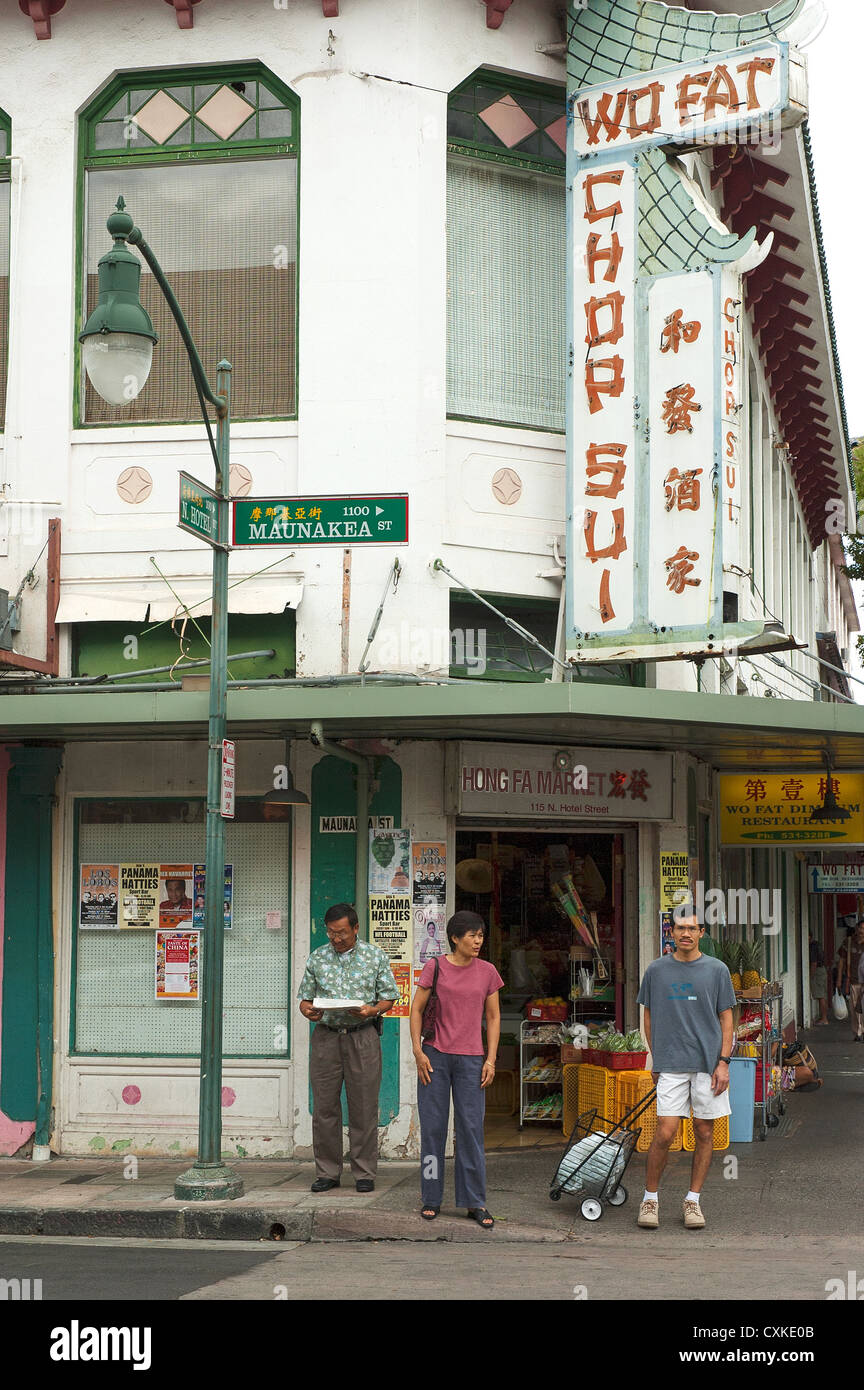 Elk284-1097v Hawaii, Oahu, Honolulu, Chinatown, street scene Stock ...
