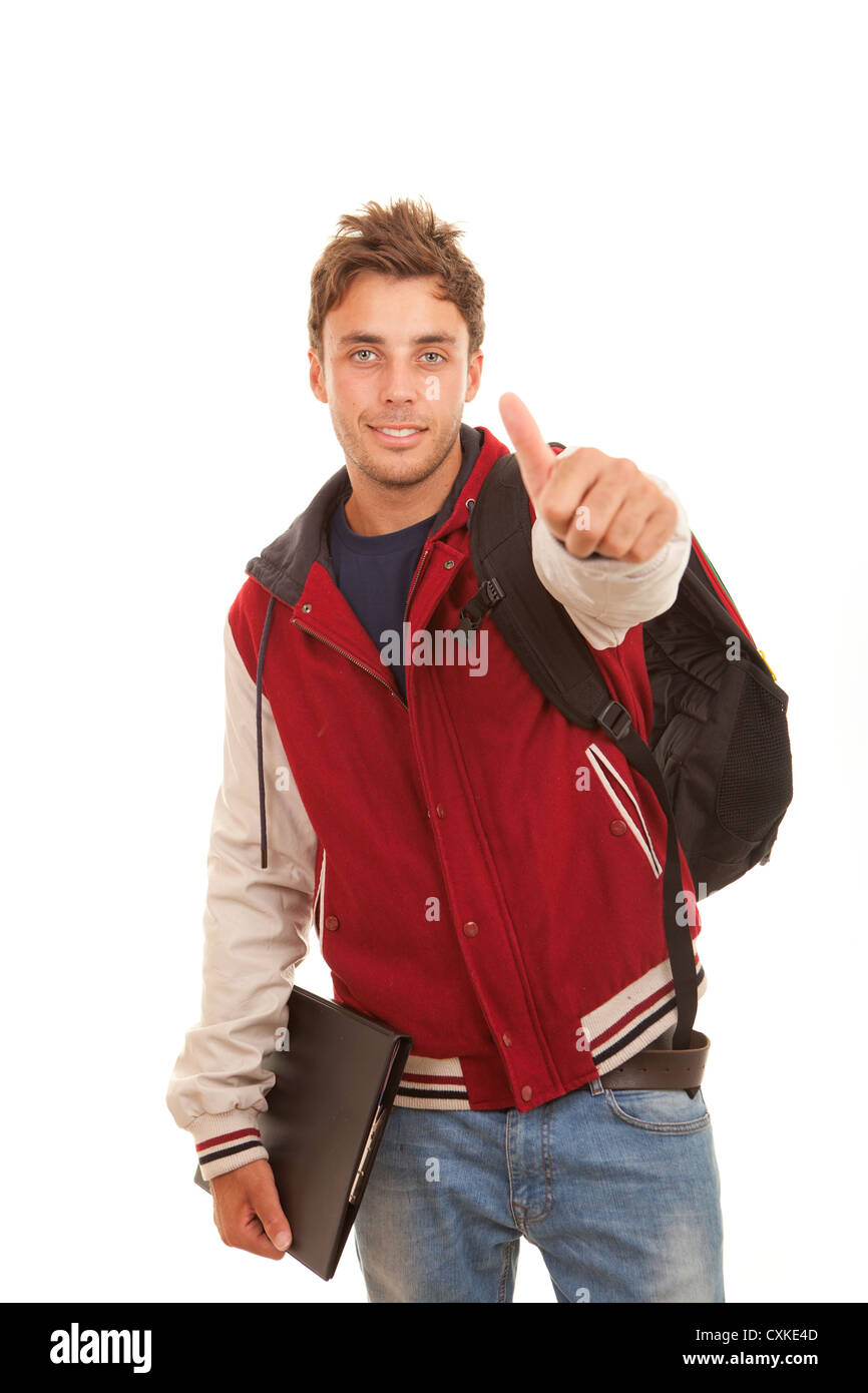 happy student with thumb up Stock Photo - Alamy