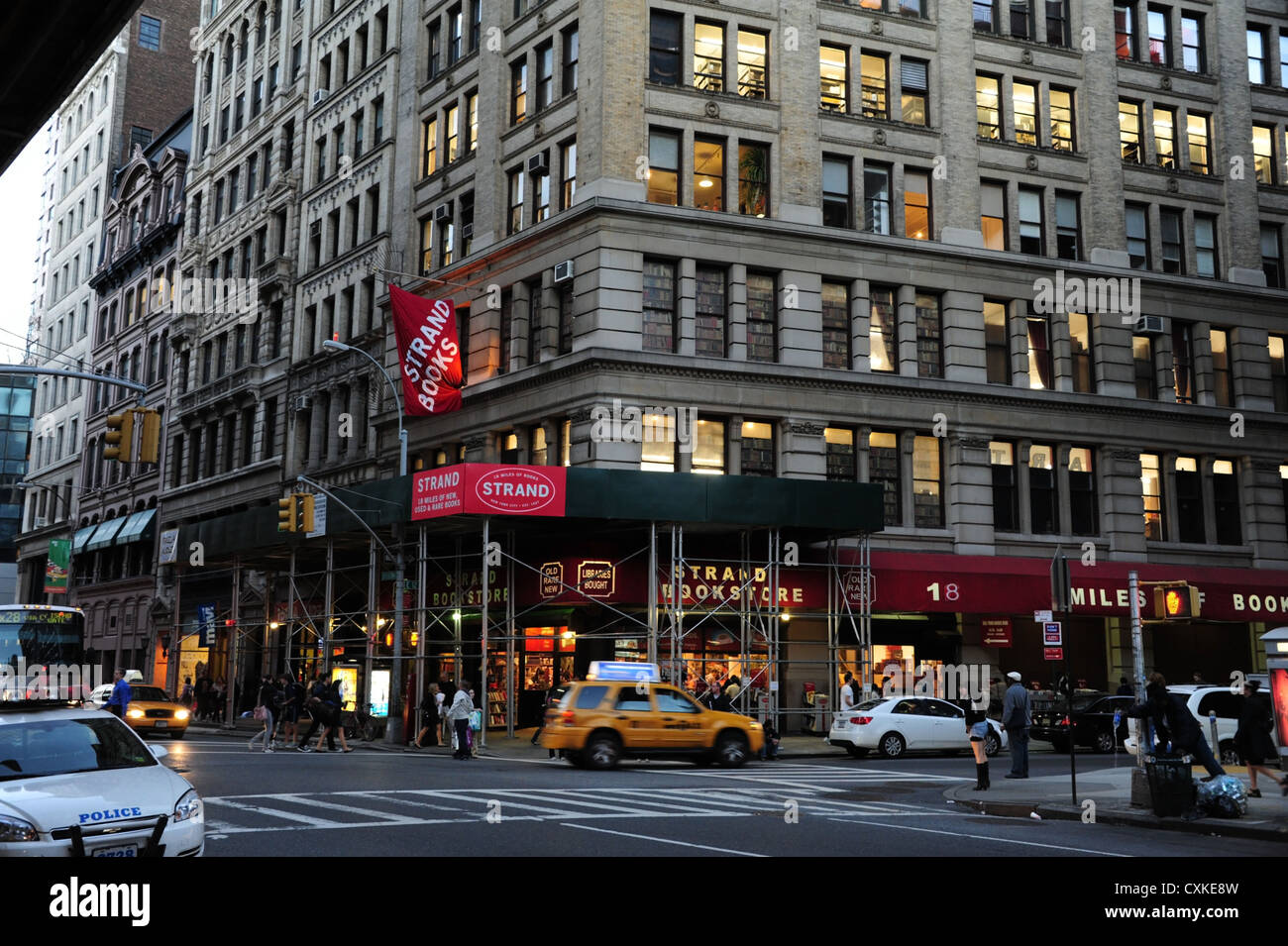 View, to Strand Book Store at corner East 12th Street, sidewalk people ...