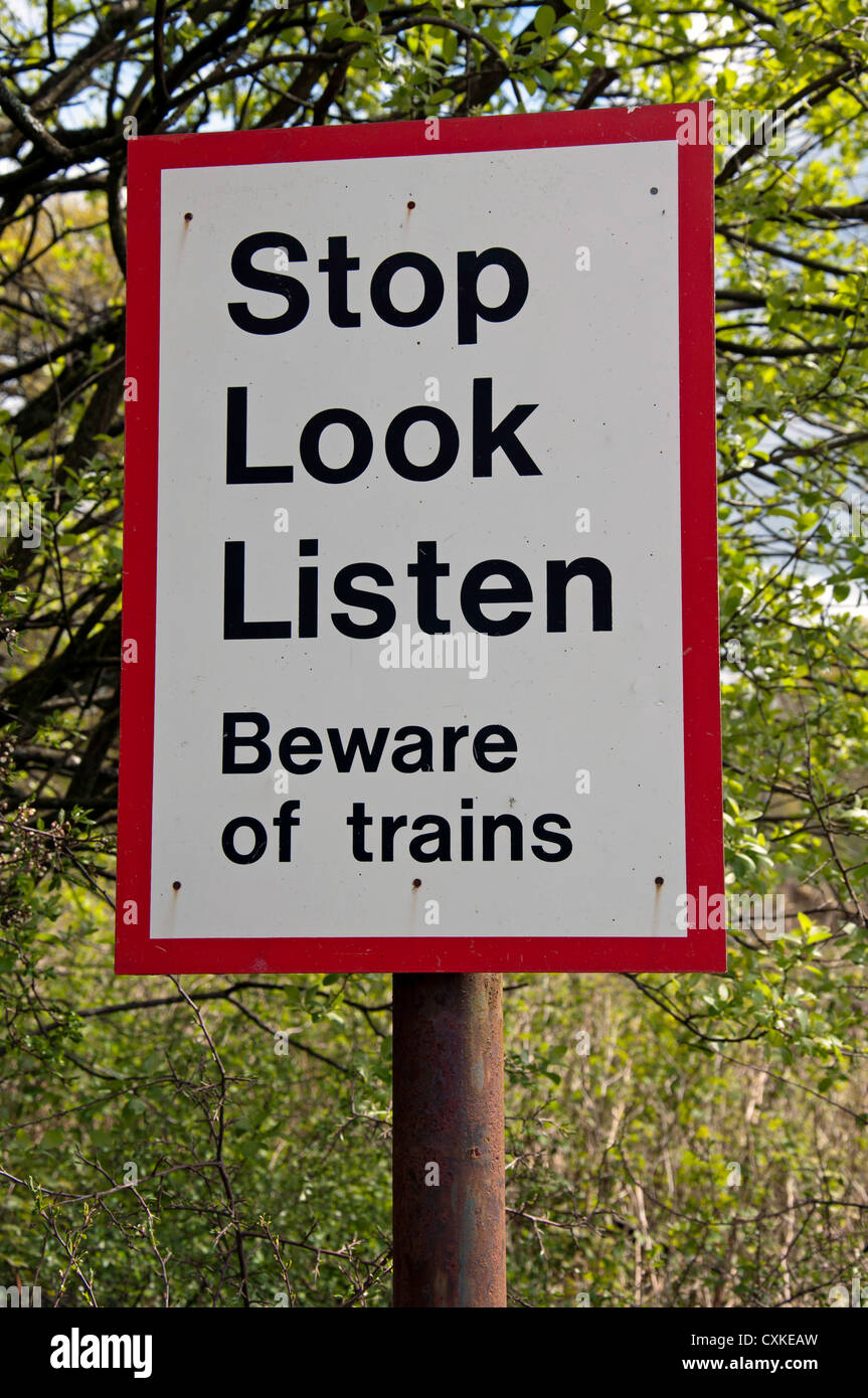 Stop look listen railway sign hi-res stock photography and images - Alamy