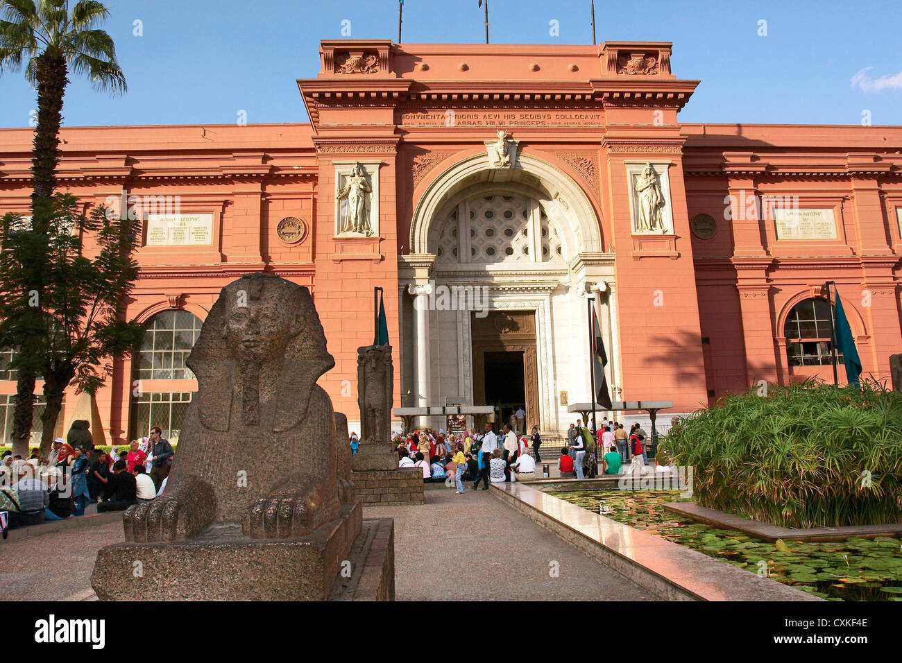 Egypt, Cairo, the Museum of Egyptian Antiquities, Small Sphinx statue ...
