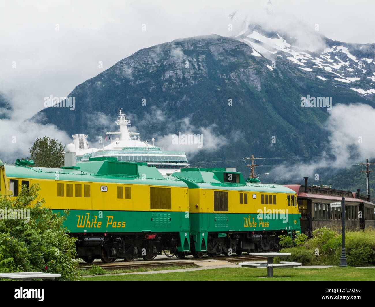 White Pass Railway Train, Skagway, Alaska, USA Stock Photo - Alamy