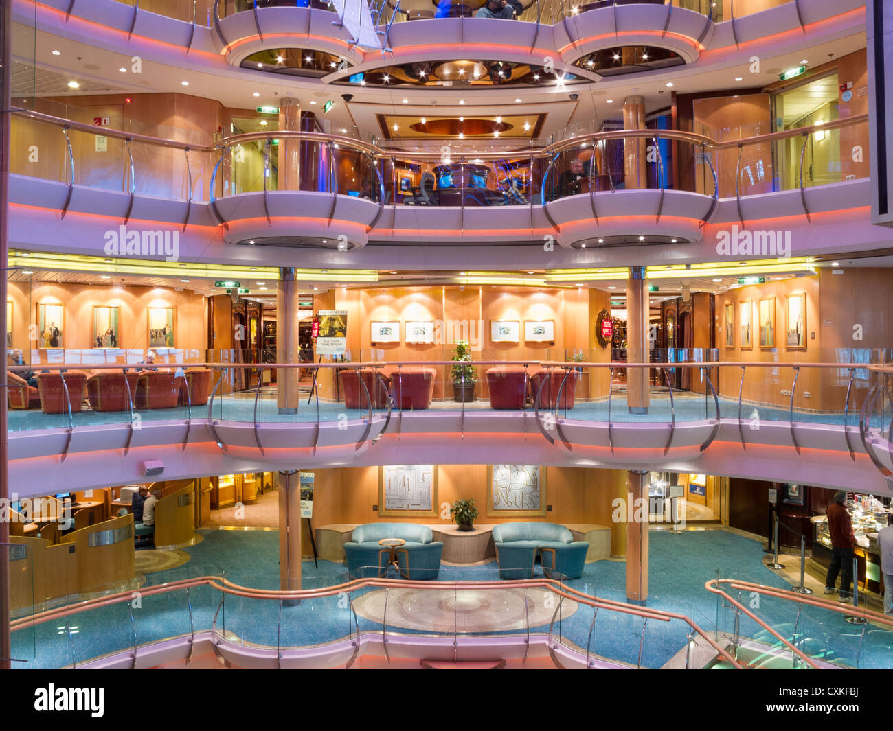 Central Atrium Deck Levels, Radiance of the Seas Cruise Ship Stock ...