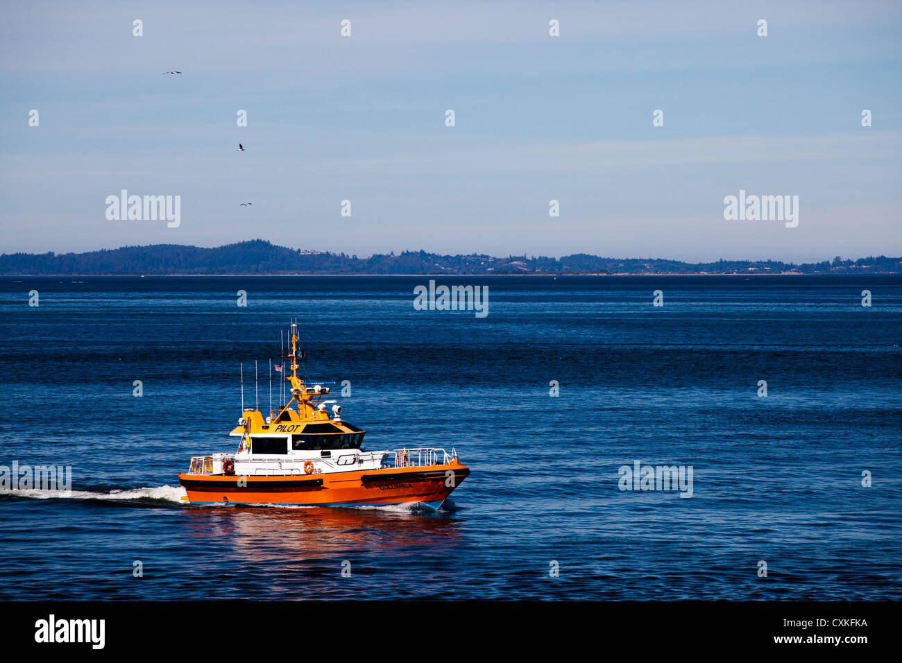 The Pilot Boat "Columbia" heads up the Columbia River in Astoria ...