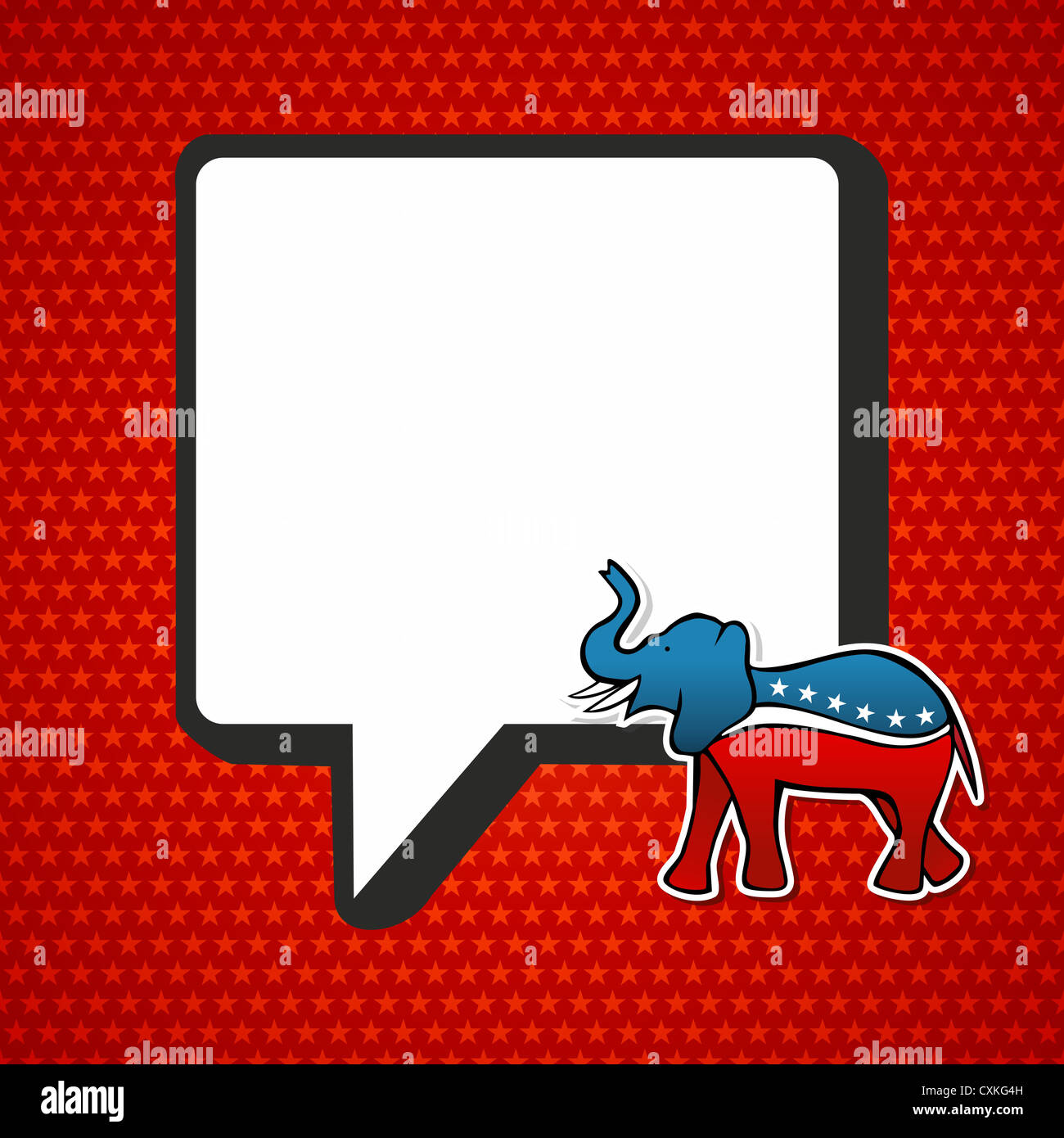 USA elections Republican politic message in sketch style over red stars ...