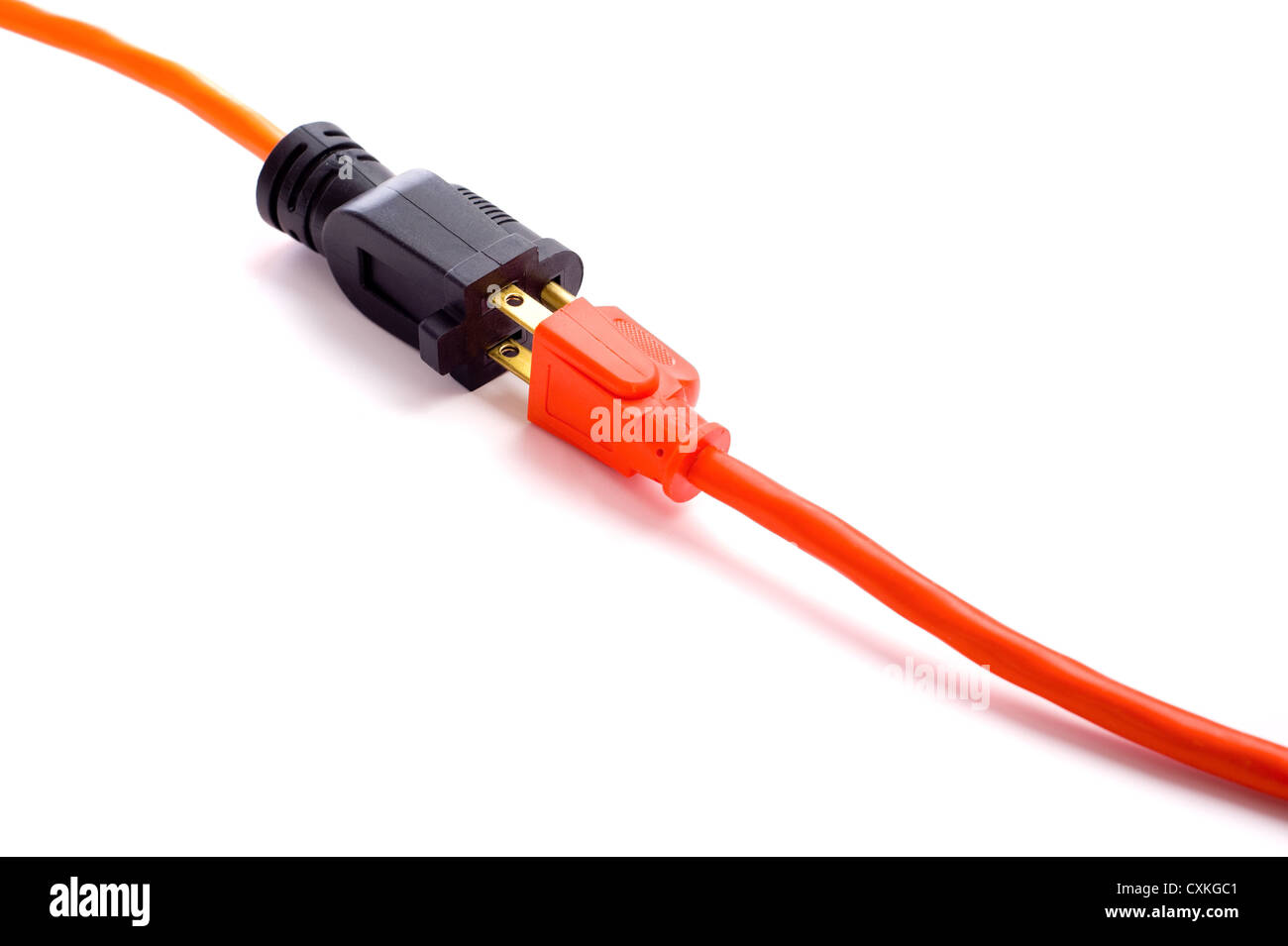A new extension cord on a white background - getting connected concept ...