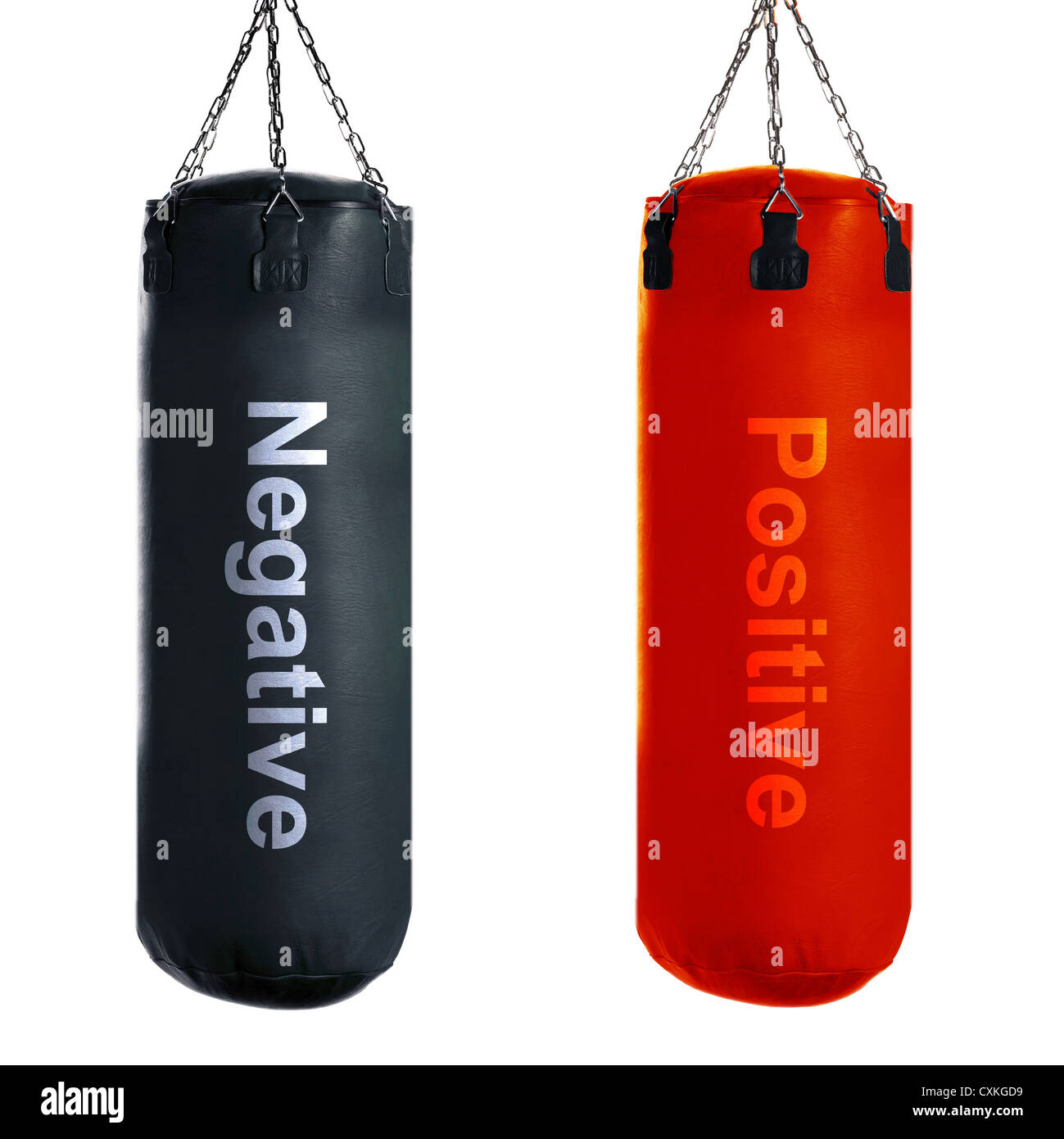 Punching bag for boxing or kick boxing sport, isolated on white ...