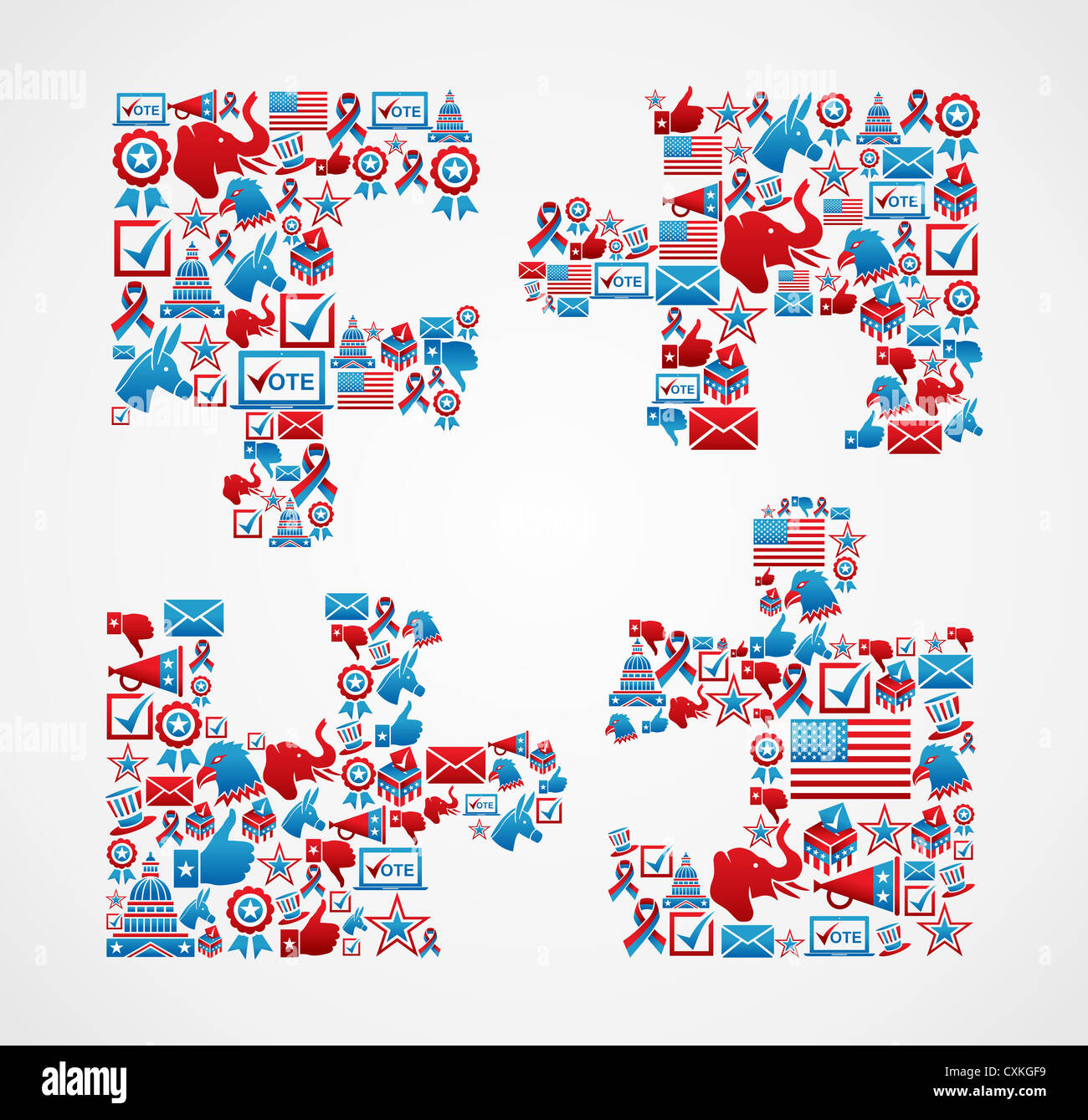 USA elections icon set in jigsaw piece shape. Vector file layered for ...