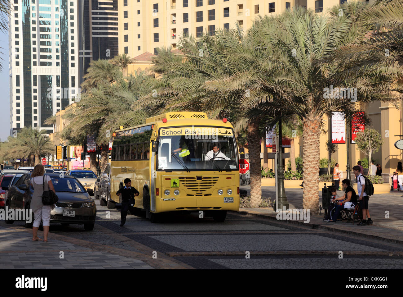 Yellow School Bus in Dubai, United Arab Emirates Stock Photo - Alamy