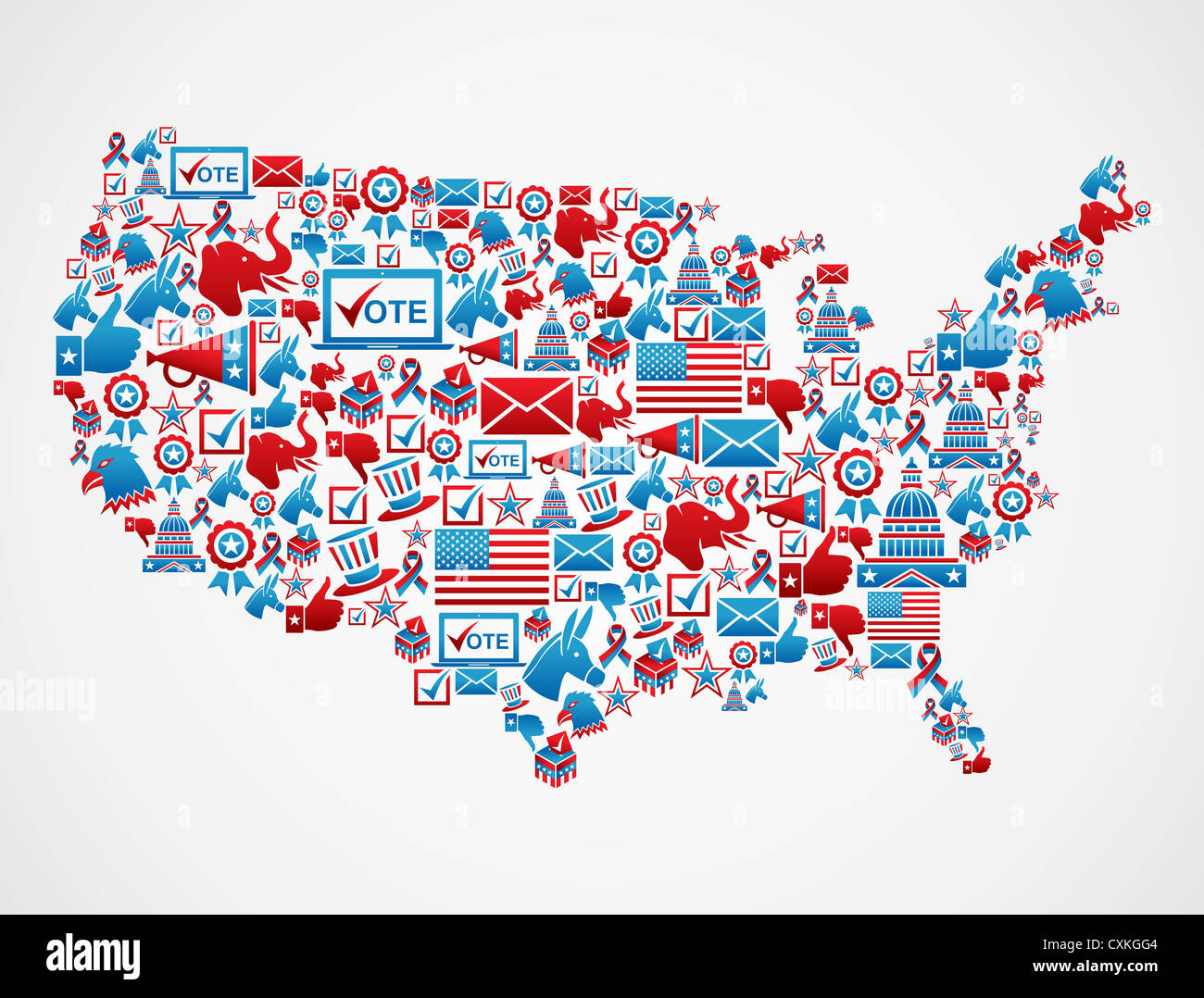 USA elections icon set in national map shape. Vector file layered for ...