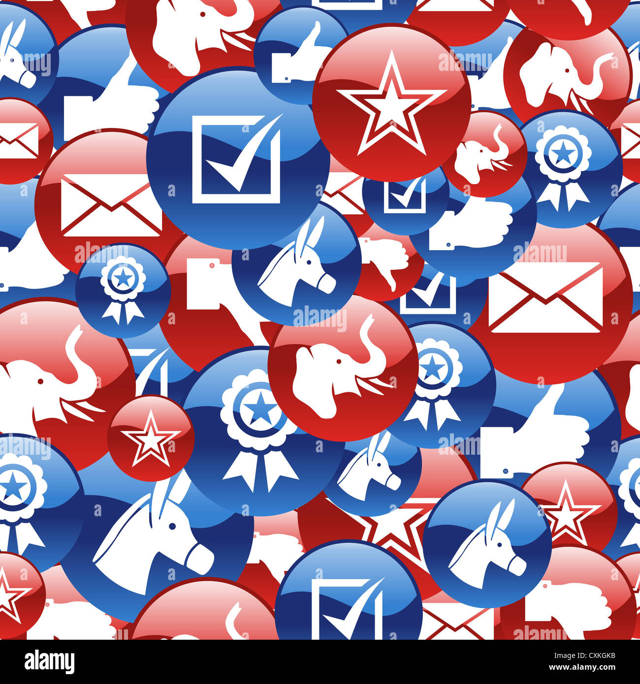 USA elections glossy pin buttons pattern. Vector file layered for easy ...