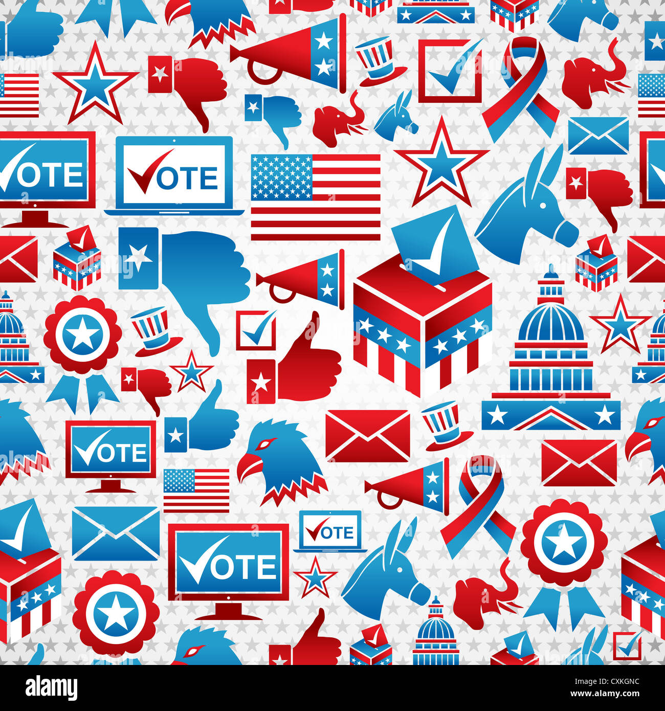 USA elections icon set seamless pattern background. Vector file layered ...