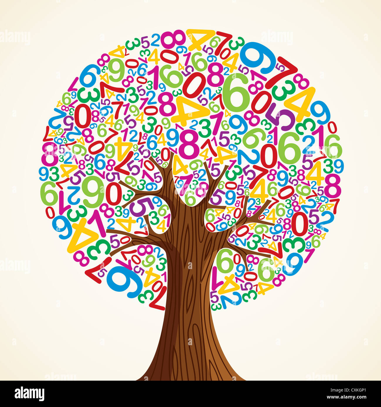 School education concept tree made with numbers. Vector file layered ...