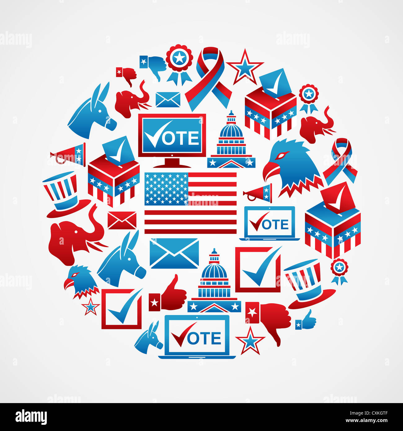 USA election icon set concept in circle shape. Vector file layered for ...