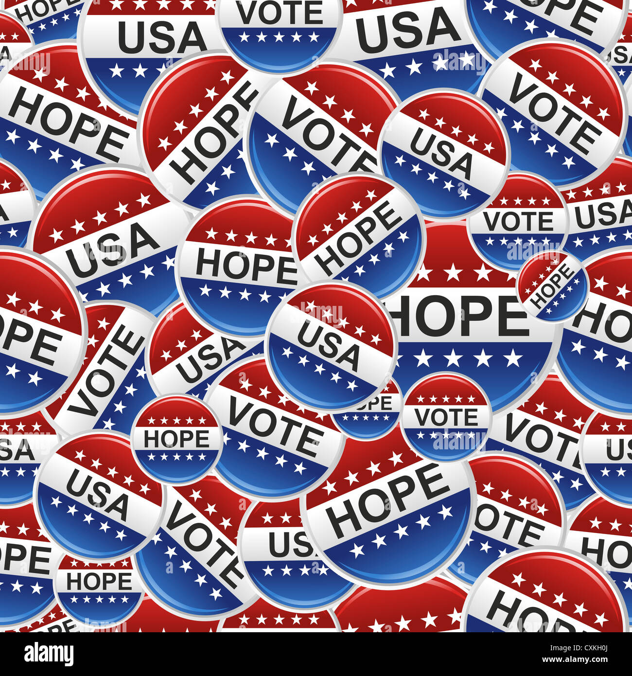 Vote, Hope and USA election badge pins pattern. Vector file layered for ...