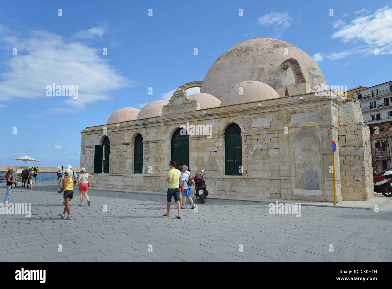 Kioutsouk Hasan Mosque on seafront promenade, Chania, Chania Region ...
