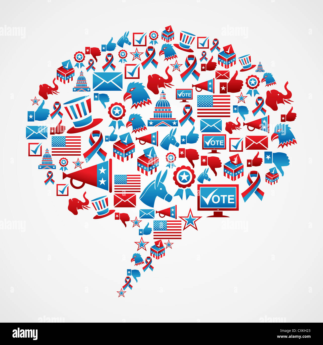 Social media USA election icon set concept in bubble talk shape. Vector ...