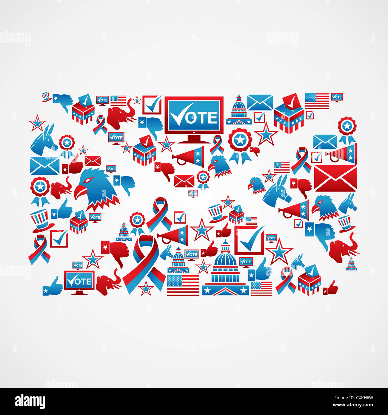 Recruit voters USA election icon set concept in mail envelope. Vector ...