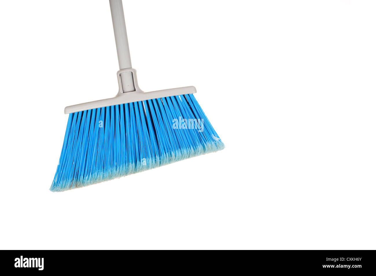 A blue sweeping broom on a white background Stock Photo - Alamy
