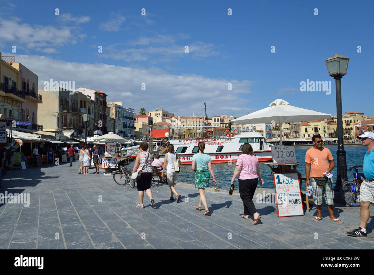 Seafront promenade, Chania, Chania Prefecture, Crete, Greece Stock ...