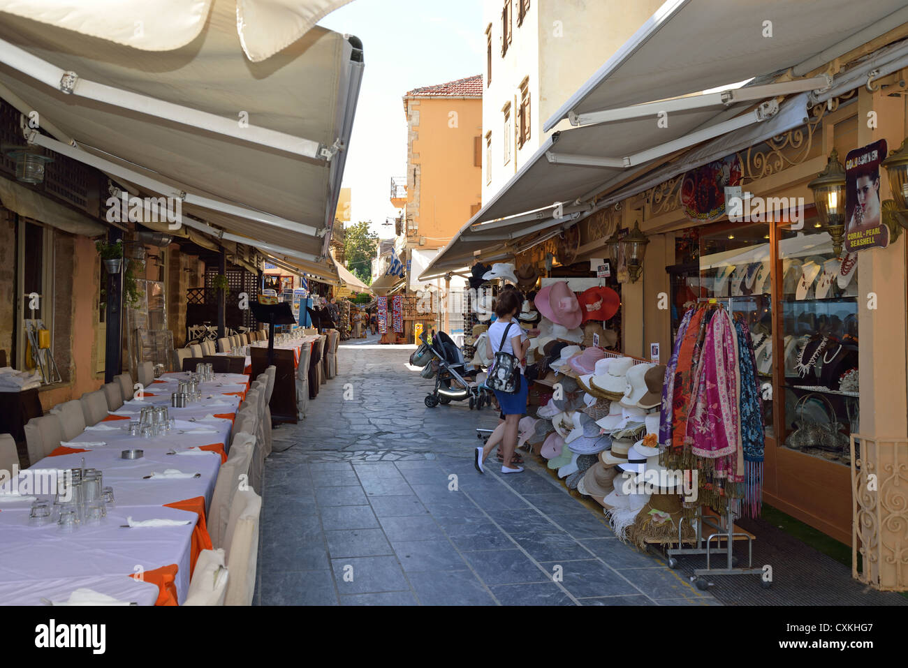 Street scene in Old Town, Chania, Chania Prefecture, Crete, Greece ...