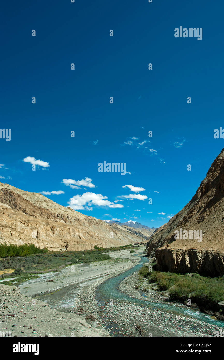 India, Ladakh, Markha Valley, scenic landscape of the Himalayas with ...