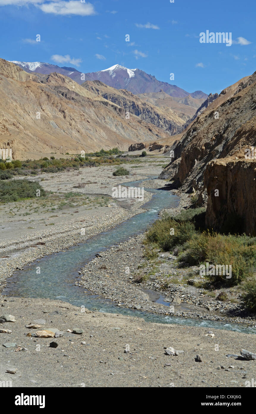 India, Ladakh, Markha Valley, scenic landscape of the Himalayas with ...