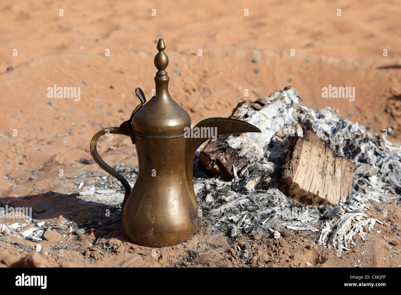 Traditional Arabian Coffee Pot at Bedouin Camp in the desert Stock ...