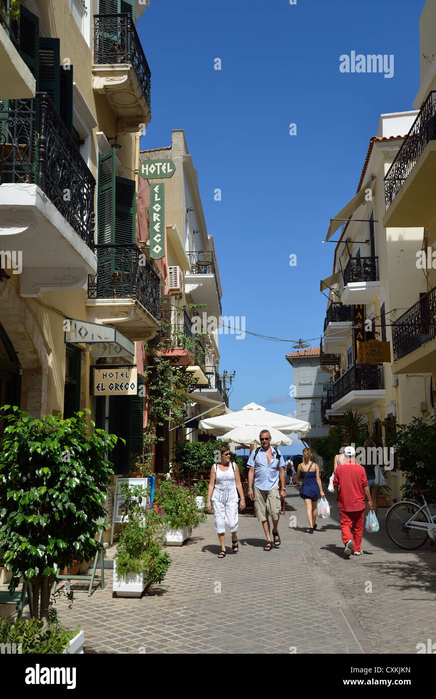 Street scene in Old Town, Chania, Chania Region, Crete, Crete Region ...