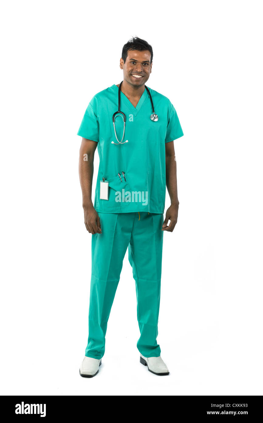 Full length image of a Male Indian doctor. Isolated on white background ...