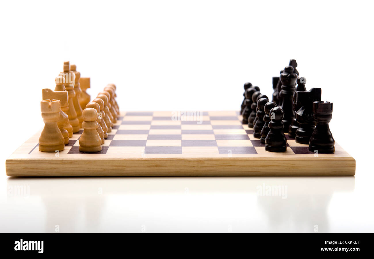 A chess set on a white background Stock Photo - Alamy