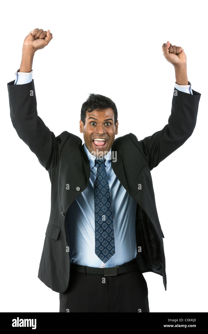 Happy Indian business man celebrating his success Stock Photo - Alamy