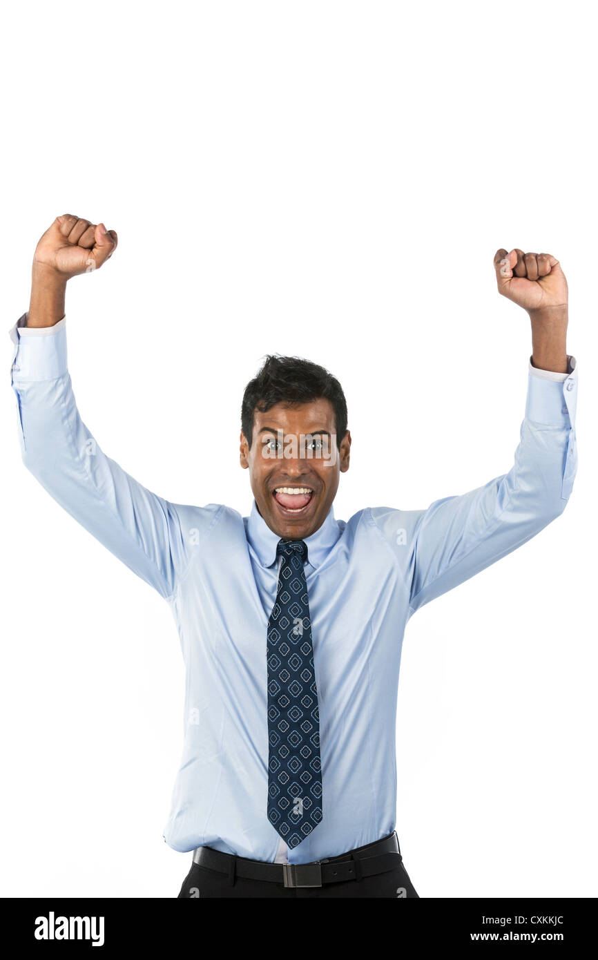 Happy Indian business man celebrating his success Stock Photo - Alamy