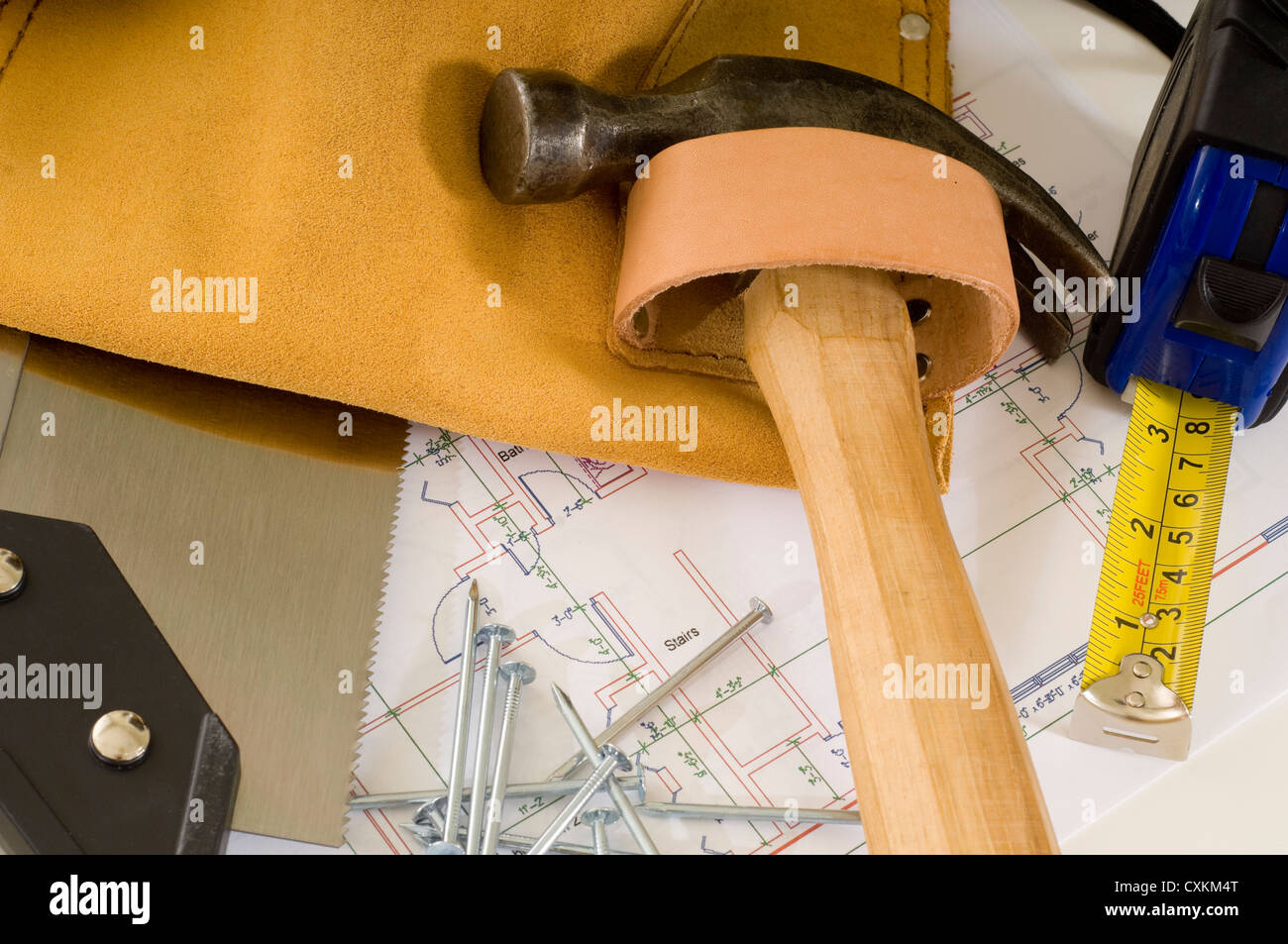 supplies of a construction worker or a handy man, including a hammer ...