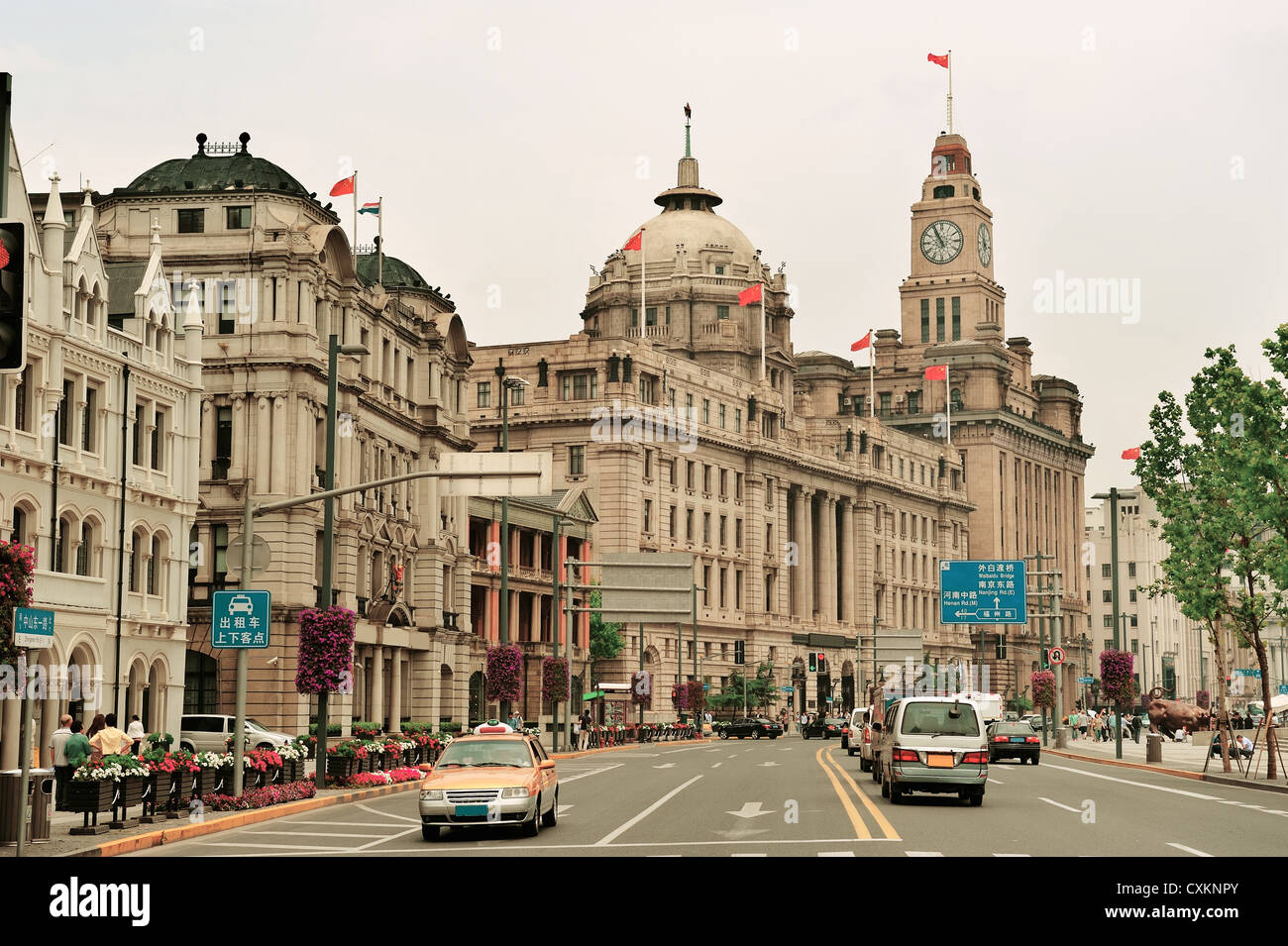Old buildings and street view in Waitan of Shanghai Stock Photo - Alamy