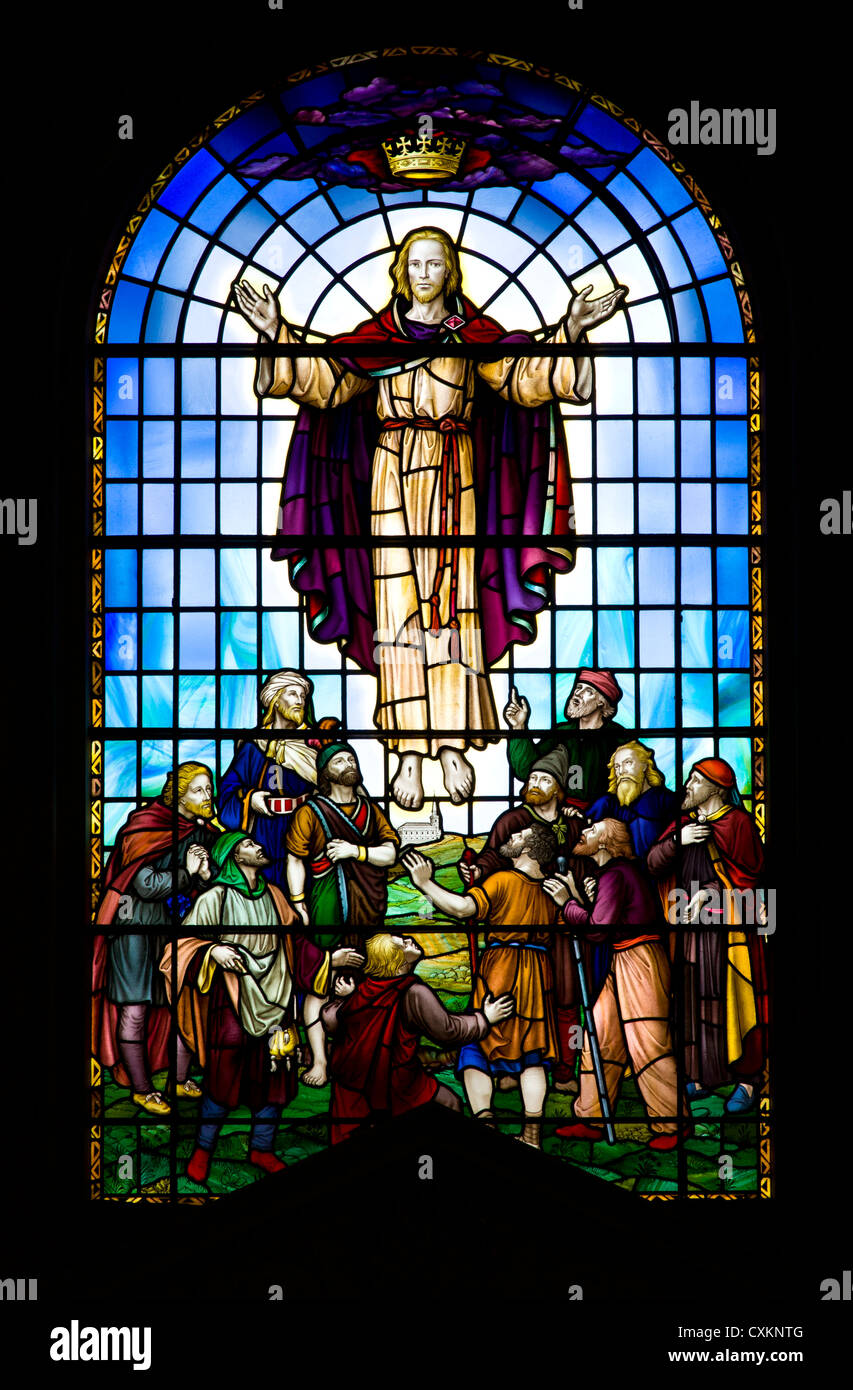 The stained glass window of St Swithin's Church, Walcott, Bath ...