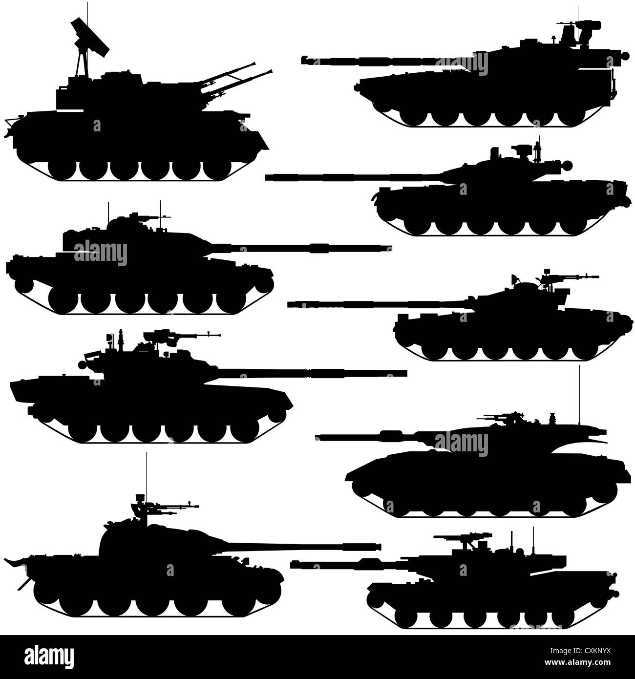 The contours of modern tanks. Illustration on white background Stock ...