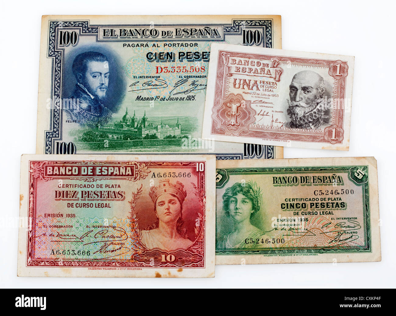 historic bank notes from Spain Stock Photo - Alamy