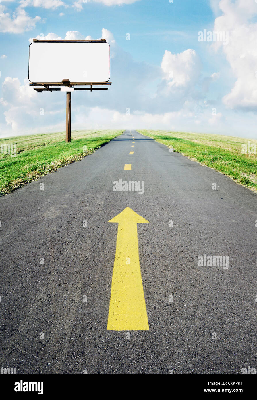 Bicycle Path and Blank Billboard Stock Photo - Alamy