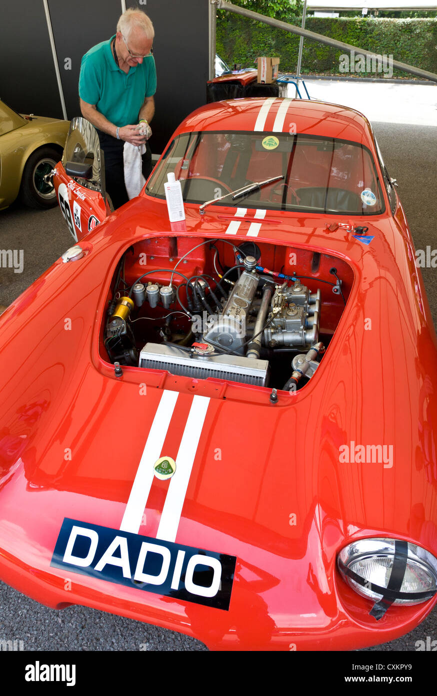 1960 Lotus Elite DAD10 with being prepared at the 2012 Goodwood ...