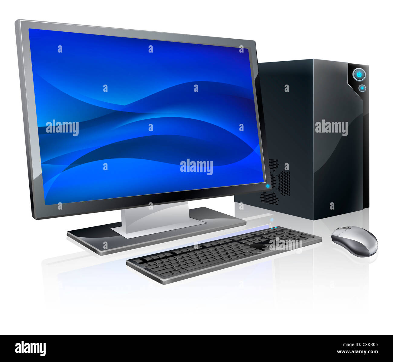 An illustration of desktop PC computer workstation. Monitor, mouse ...