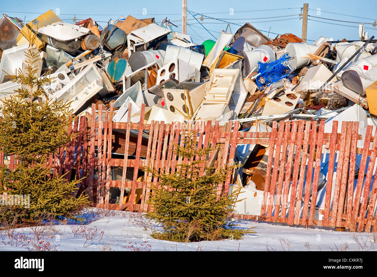 An accumulation of appliances and other large pieces of refuge in a ...