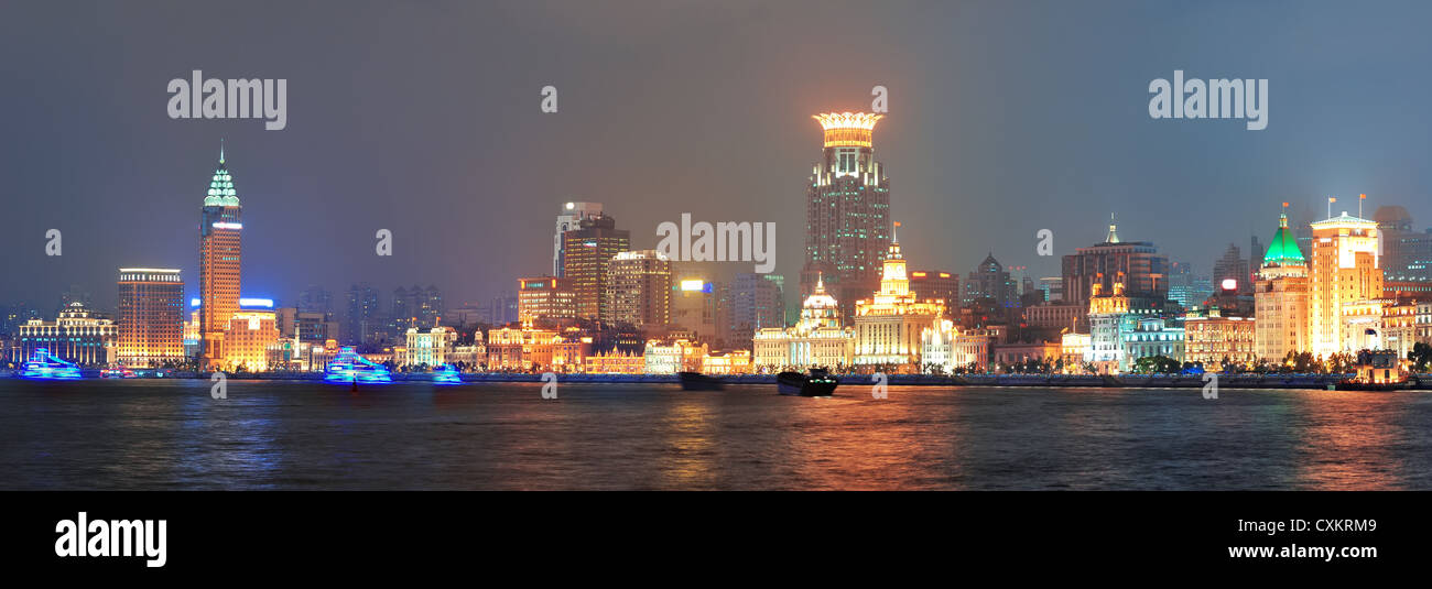 Shanghai urban architecture over river at dusk Stock Photo - Alamy