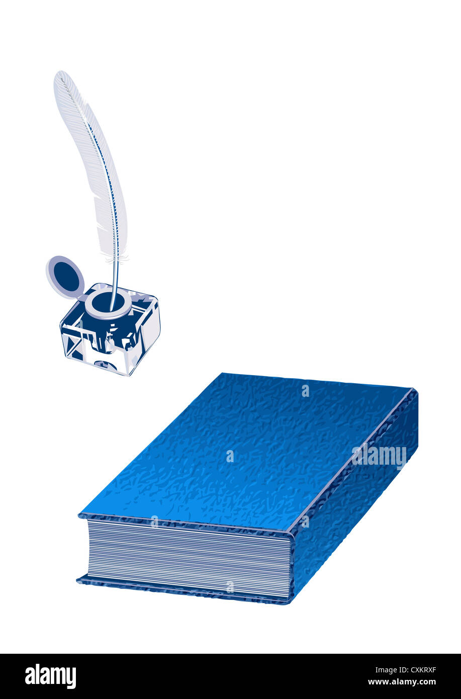 inkwell pen and a book Stock Photo - Alamy